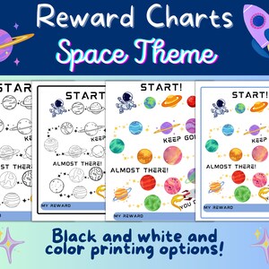 Reward Chart Printable for Kids | 4 Versions | Space-themed | Behavior ...