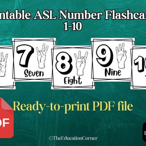 Printable ASL Number Flashcards for 1-10 | Early Education | Preschool ...