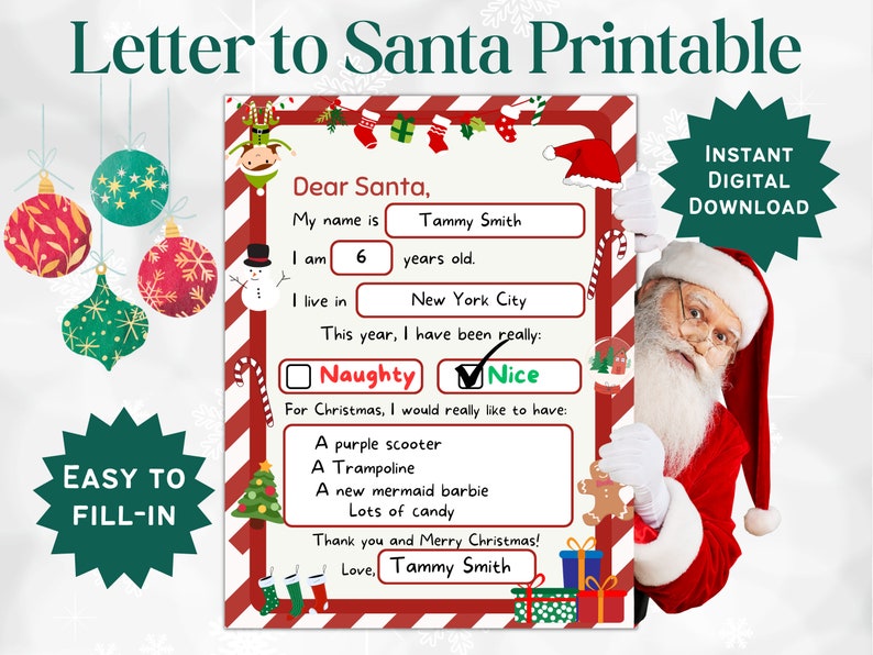 Letter to Santa Printable, Dear Santa Letter, Christmas Activities ...