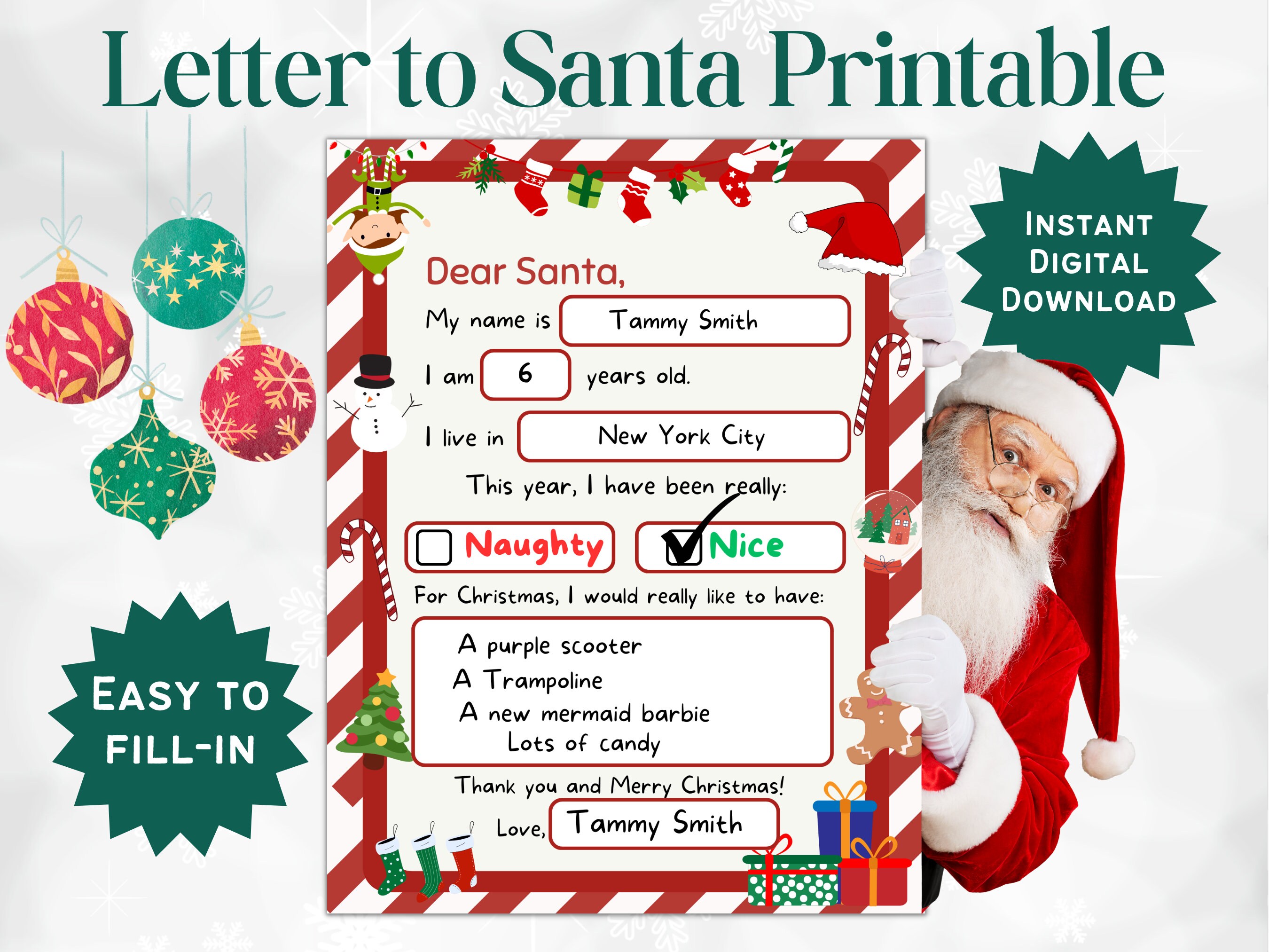 Letter to Santa Printable, Dear Santa Letter, Christmas Activities ...