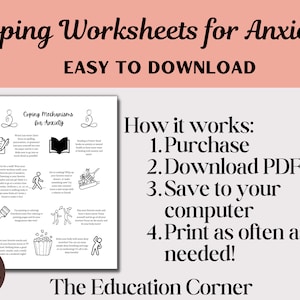 Anxiety Worksheets | Mental Health Worksheets | PDF Printable | Instant ...