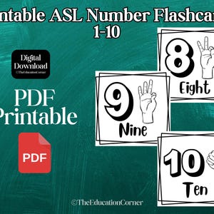 Printable ASL Number Flashcards for 1-10 | Early Education | Preschool ...