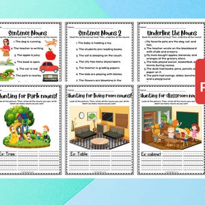 Printable Nouns Anchor Charts Worksheets Bundle - Elementary & Middle ...