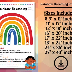 Rainbow Breathing Exercise Printable | Calm Down Poster | Anxiety ...