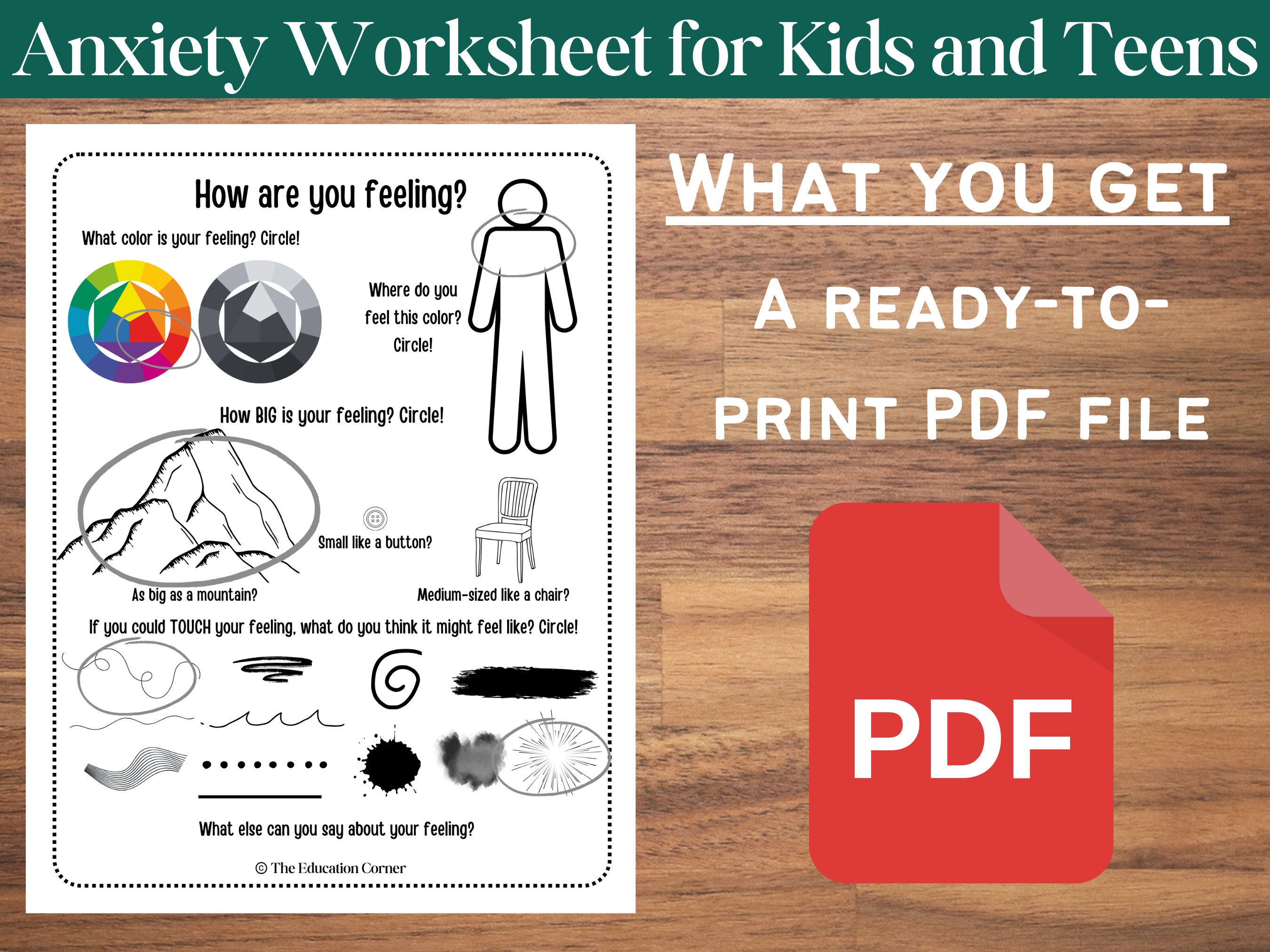 Anxiety Worksheet for Kids and Teens, Printable Download, Instant ...