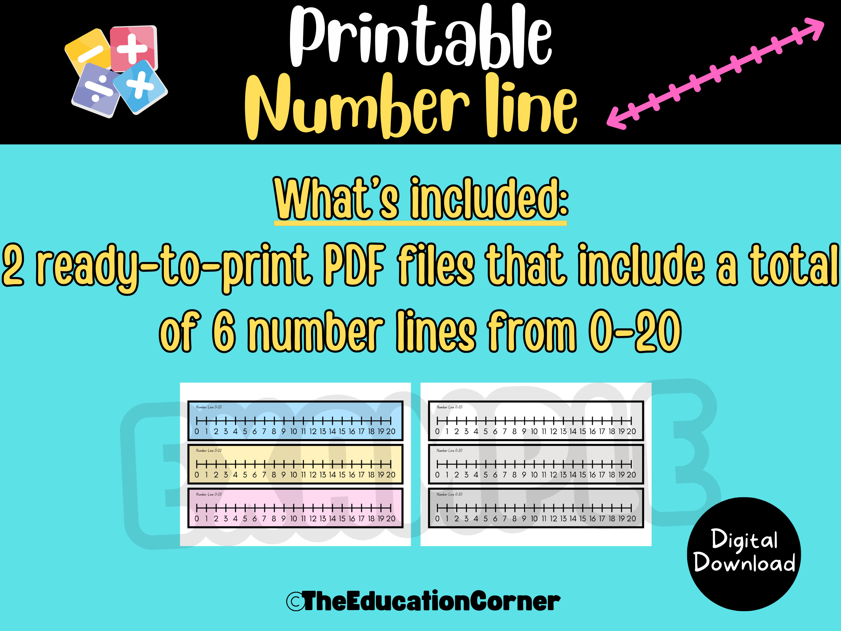 Printable Number Line 0-20 + 3 Practice Worksheets | Math Worksheets ...