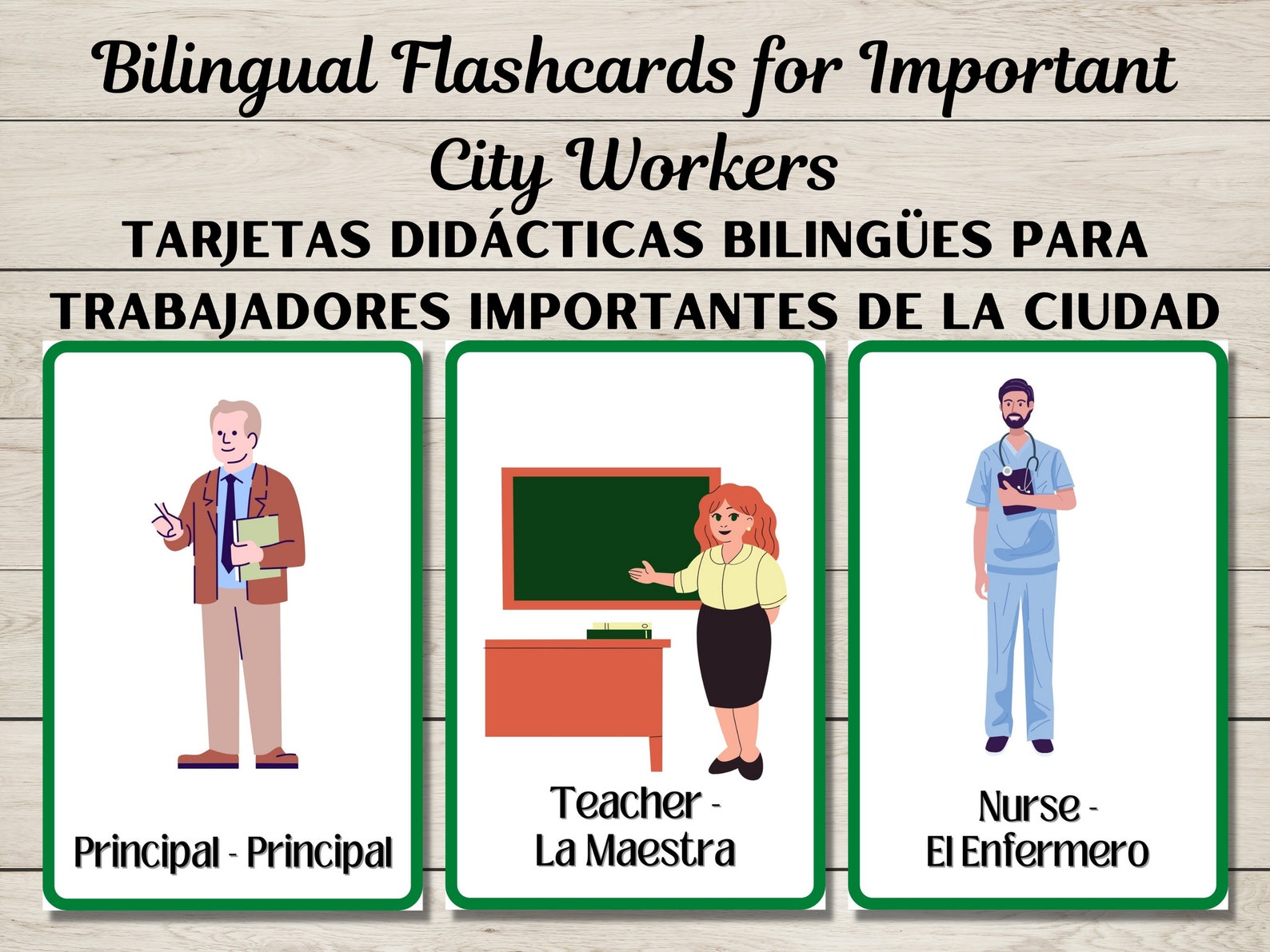 Bilingual Flashcards for Important City Workers | Tarjetas Didácticas ...