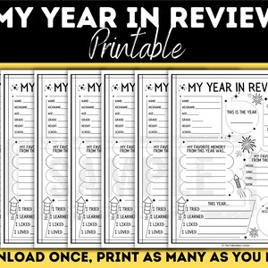 My Year in Review Printable | New Years Worksheet | Printable Activity ...
