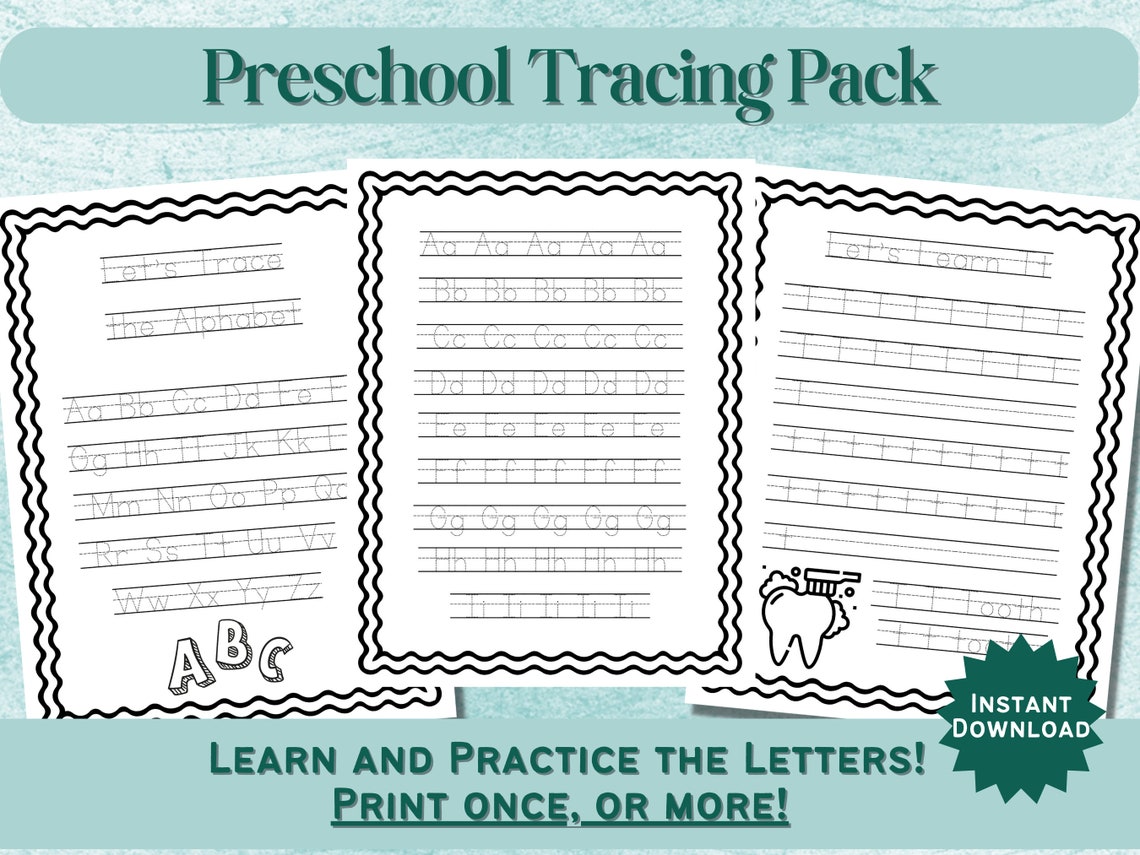 Printable Tracing Pack for Numbers 1-20, Shapes, and the Alphabet ...