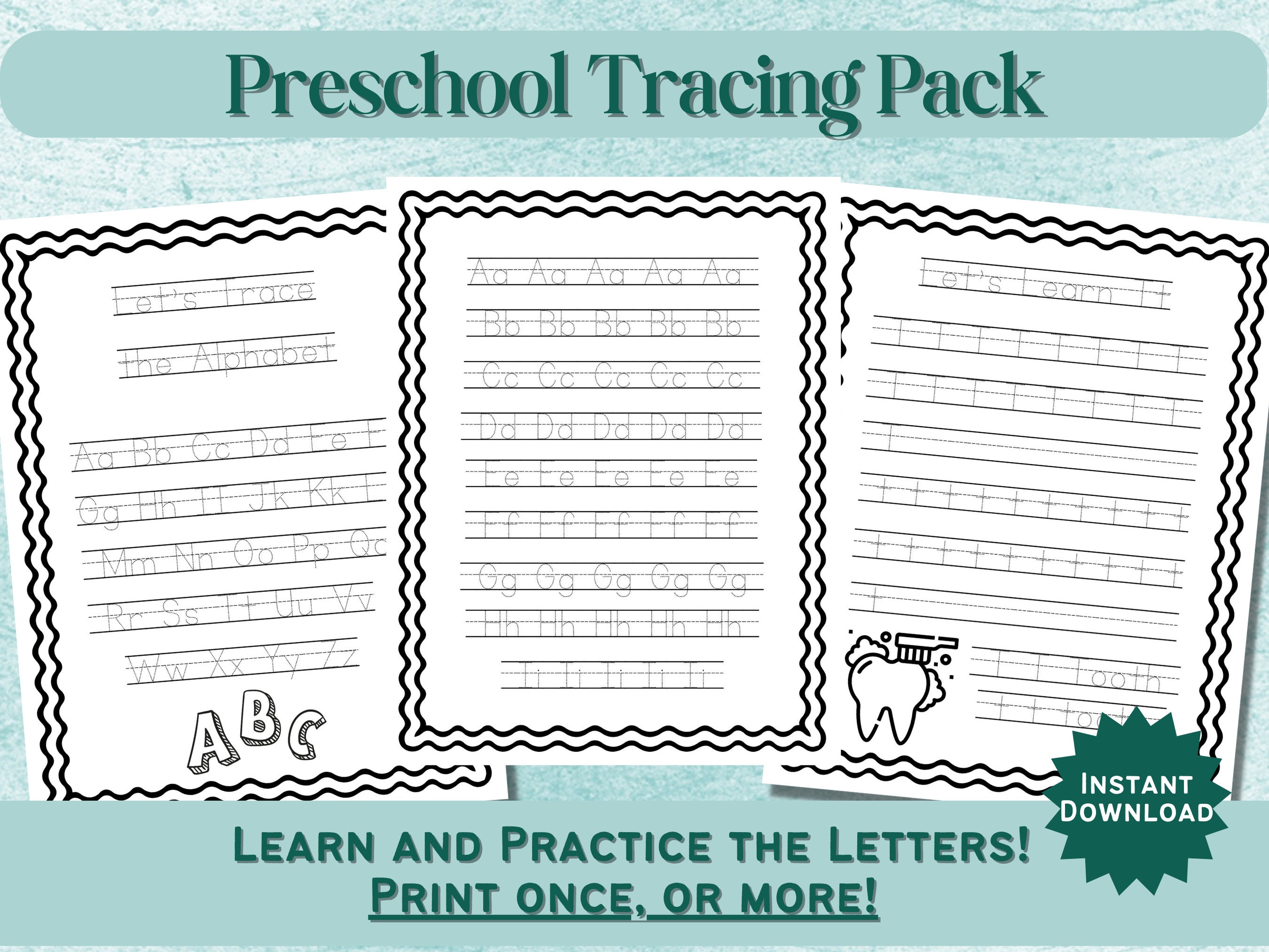 Printable Tracing Pack for Numbers 1-20, Shapes, and the Alphabet ...