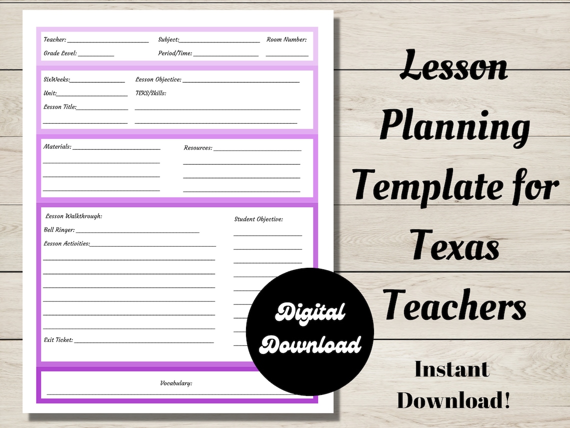 Lesson Planner Template for Texas Teachers | Printable and Digital ...