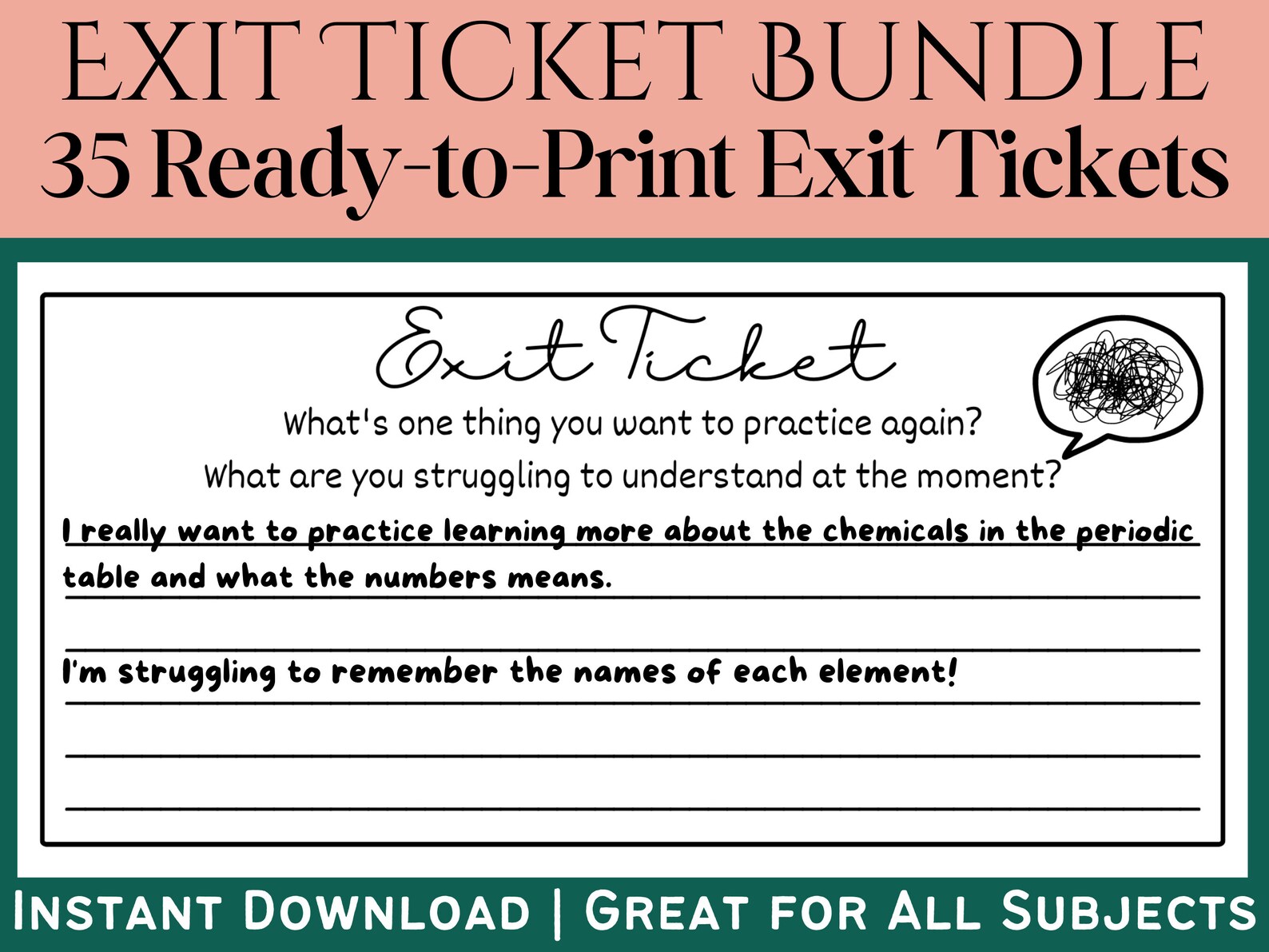 Exit Ticket Bundle | 35 Ready-to-print Exit Tickets for Middle and High ...