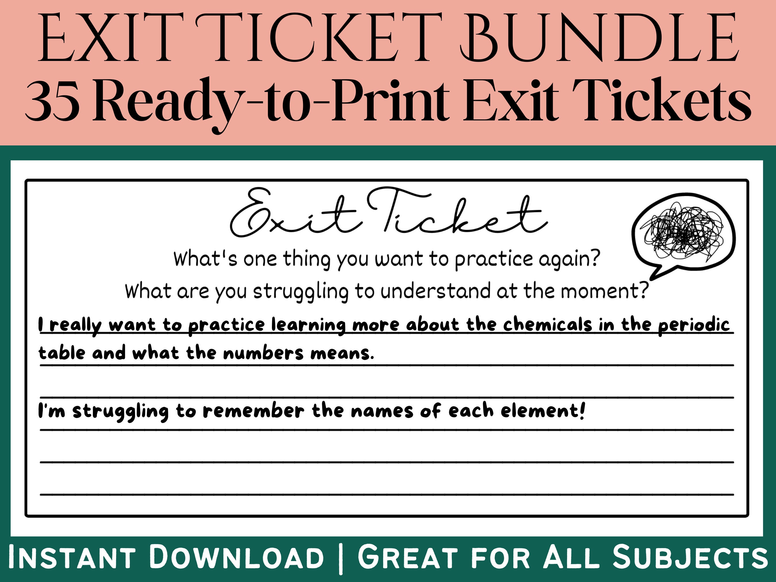 Exit Ticket Bundle | 35 Ready-to-print Exit Tickets for Middle and High ...