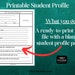 Printable Student Profile Sheet | Instant Download, DIGITAL DOWNLOAD ...