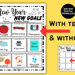 New Year, New Goals Printable Worksheet, New Year's Resolutions ...