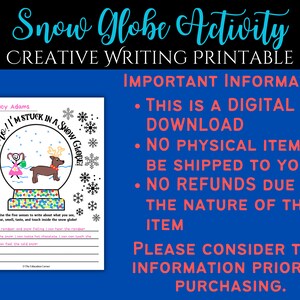 Snow Globe Creative Writing Printable | Christmas Printable | Holiday ...