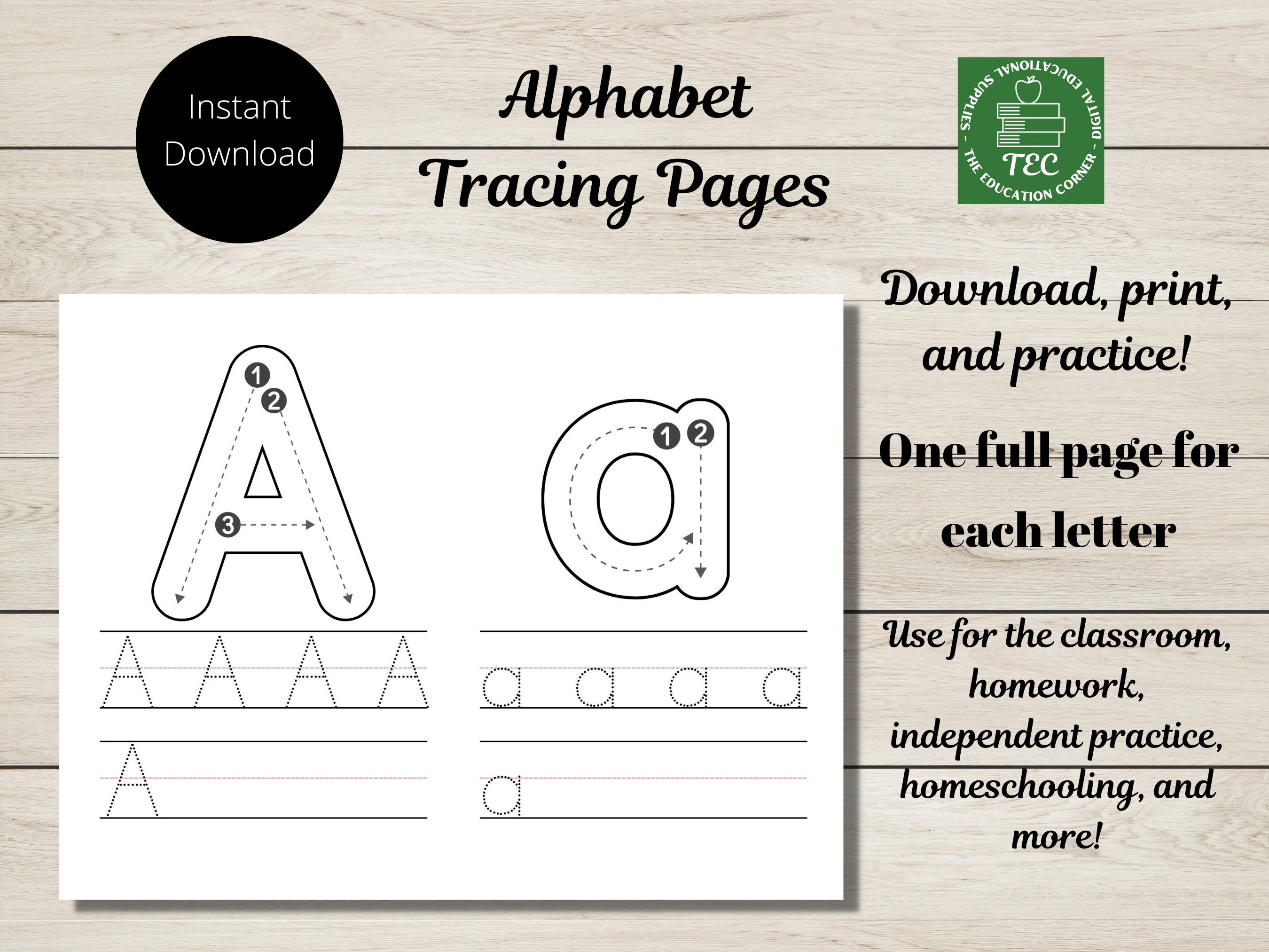 Ink-saving Alphabet Letter Tracing Pages | Full Tracing Pages for ...