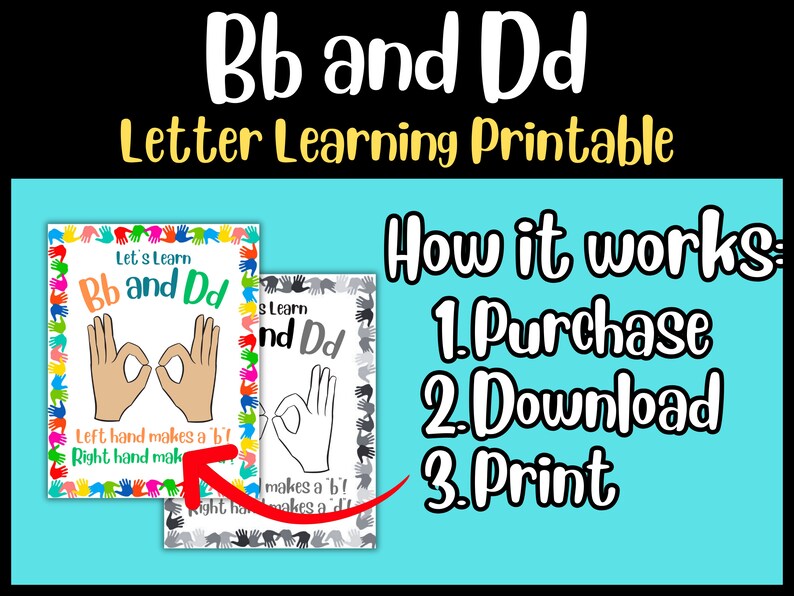 Bb and Dd Printable Anchor Chart for Preschool, Elementary, Homeschool ...