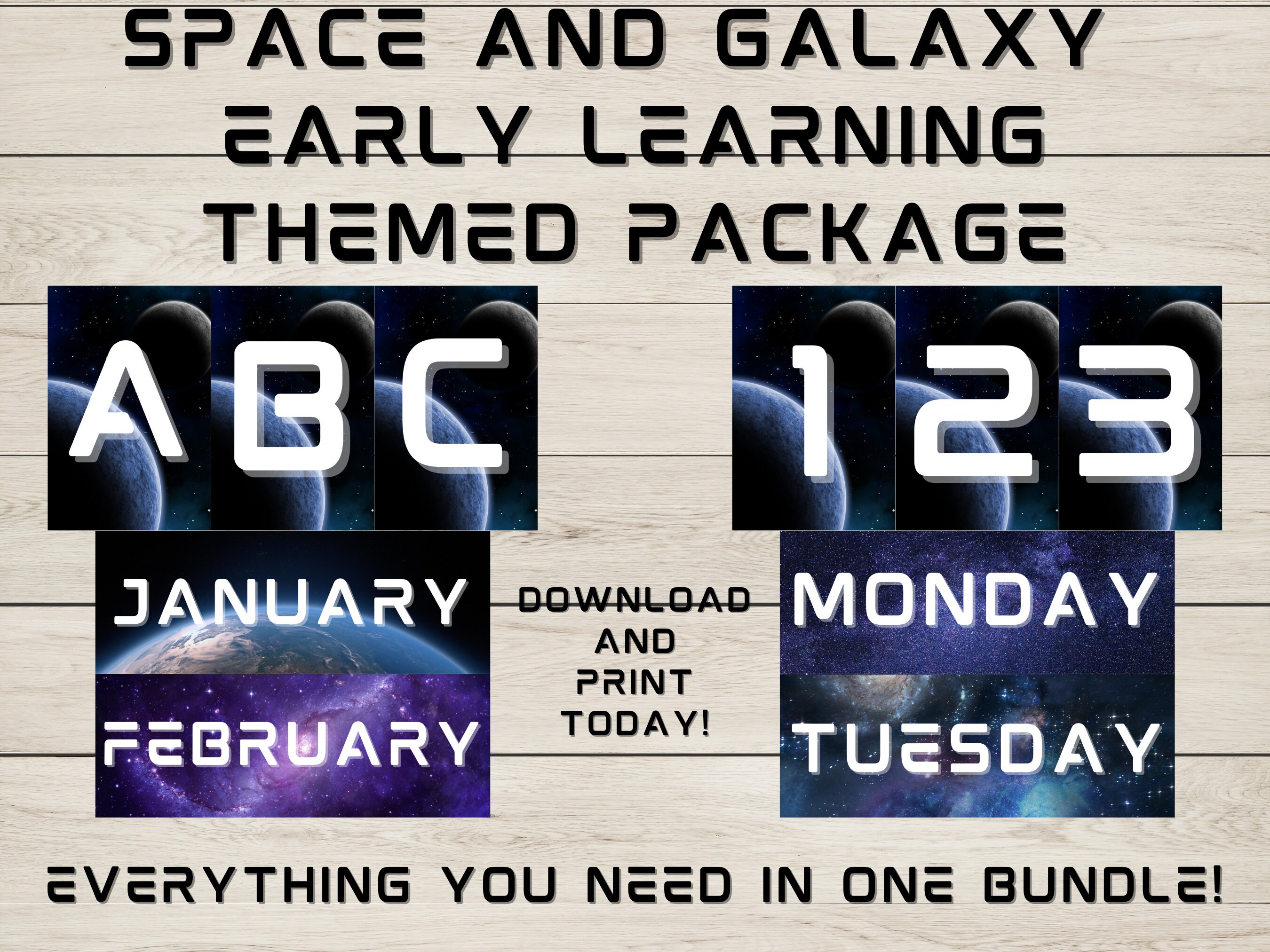 Space and Galaxy-themed Early Learning Pack Alphabet - Etsy