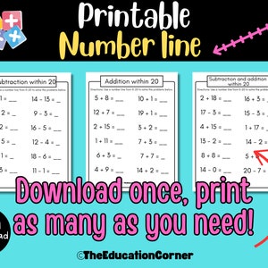 Printable Number Line 0-20 + 3 Practice Worksheets | Math Worksheets ...