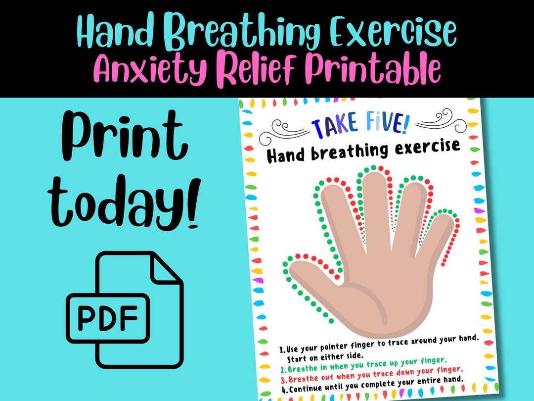 Anxiety Relief Printable | Hand Breathing Exercise | Colorful Visual ...