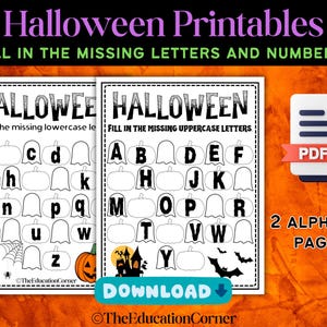 Halloween Printables - Fill-in the Missing Letters and Numbers | PDF ...