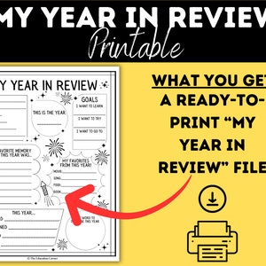 My Year in Review Printable | New Years Worksheet | Printable Activity ...