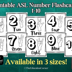 Printable ASL Number Flashcards for 1-10 | Early Education | Preschool ...