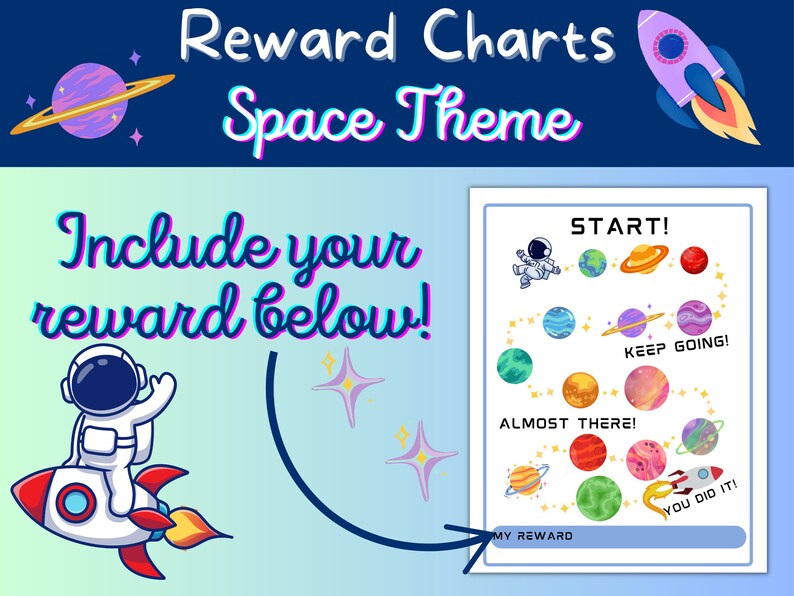 Reward Chart Printable for Kids | 4 Versions | Space-themed | Behavior ...