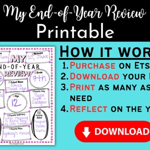 My End-of-year Review Printable | Year in Review Worksheet | New Year's ...