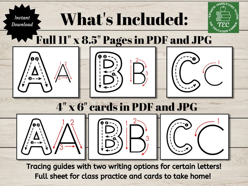 Alphabet Letter Tracing Pages and Cards for Early Learning | Preschool ...