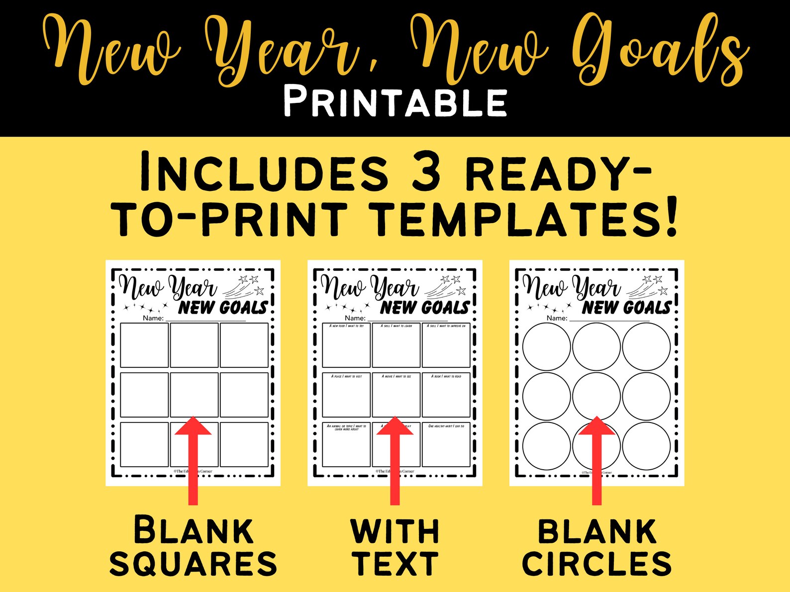 New Year, New Goals Printable Worksheet, New Year's Resolutions ...