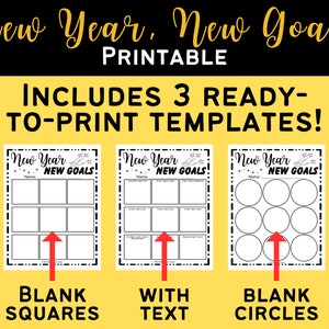 New Year, New Goals Printable Worksheet, New Year's Resolutions ...