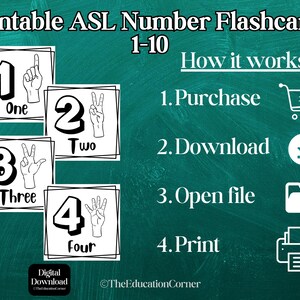 Printable ASL Number Flashcards for 1-10 | Early Education | Preschool ...