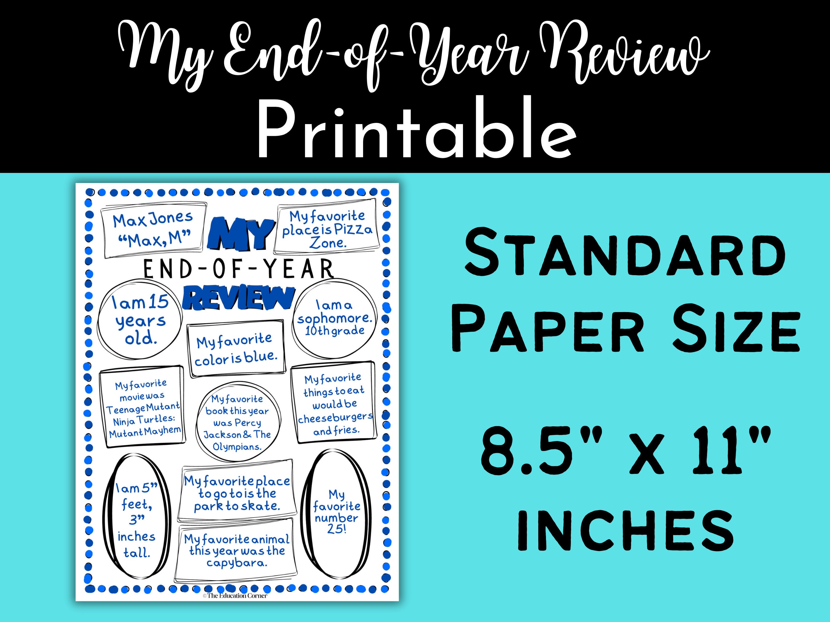 My End-of-year Review Printable | Year in Review Worksheet | New Year's ...