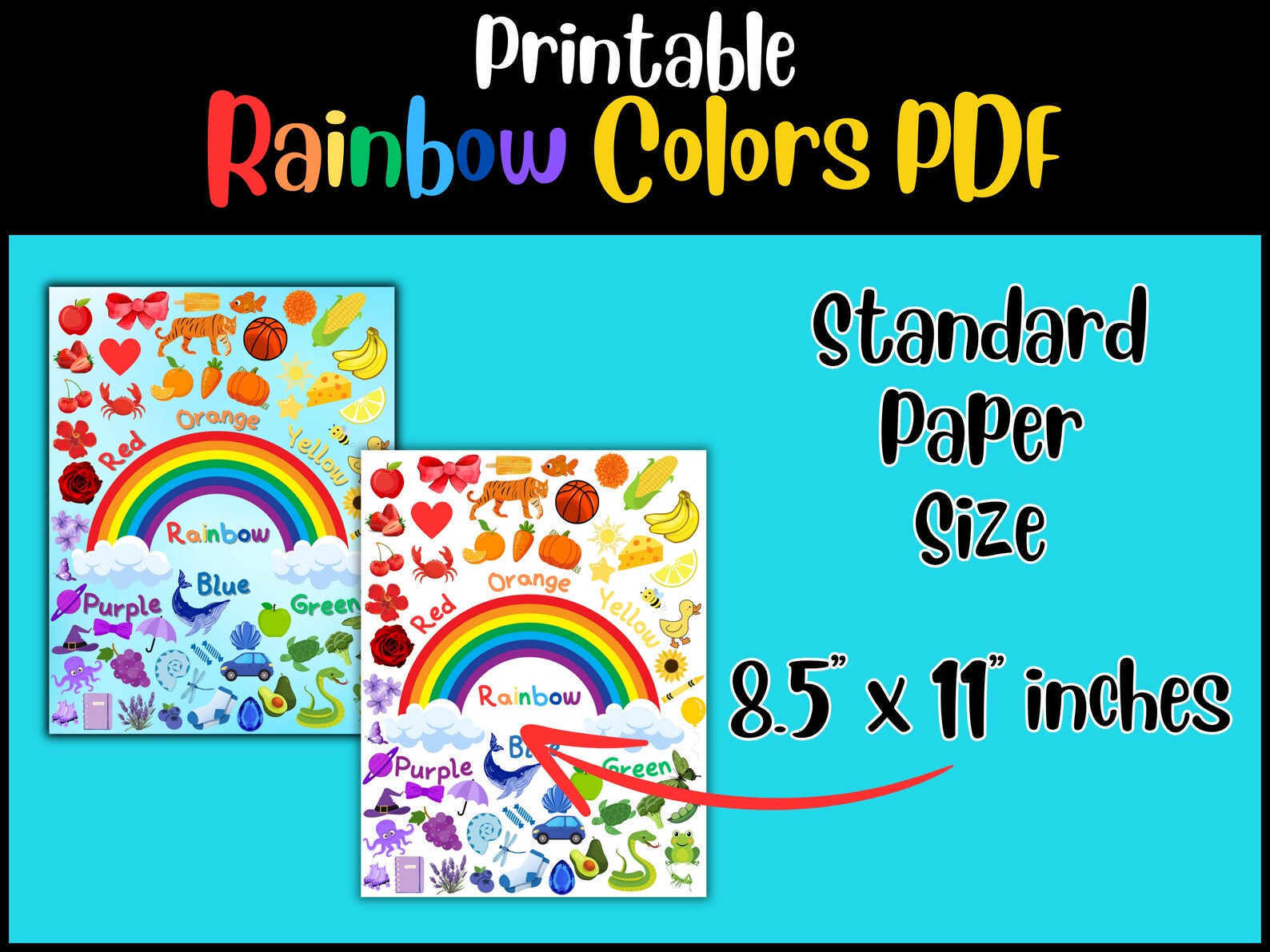 Printable Rainbow Colors PDF, Color Learning Printable, Instant Digital ...