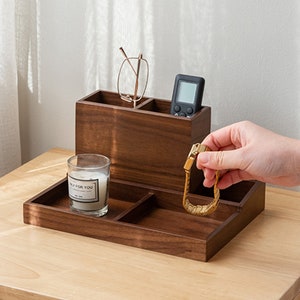 Personalized Premium Walnut Desk Organizer With Multi-compartments ...