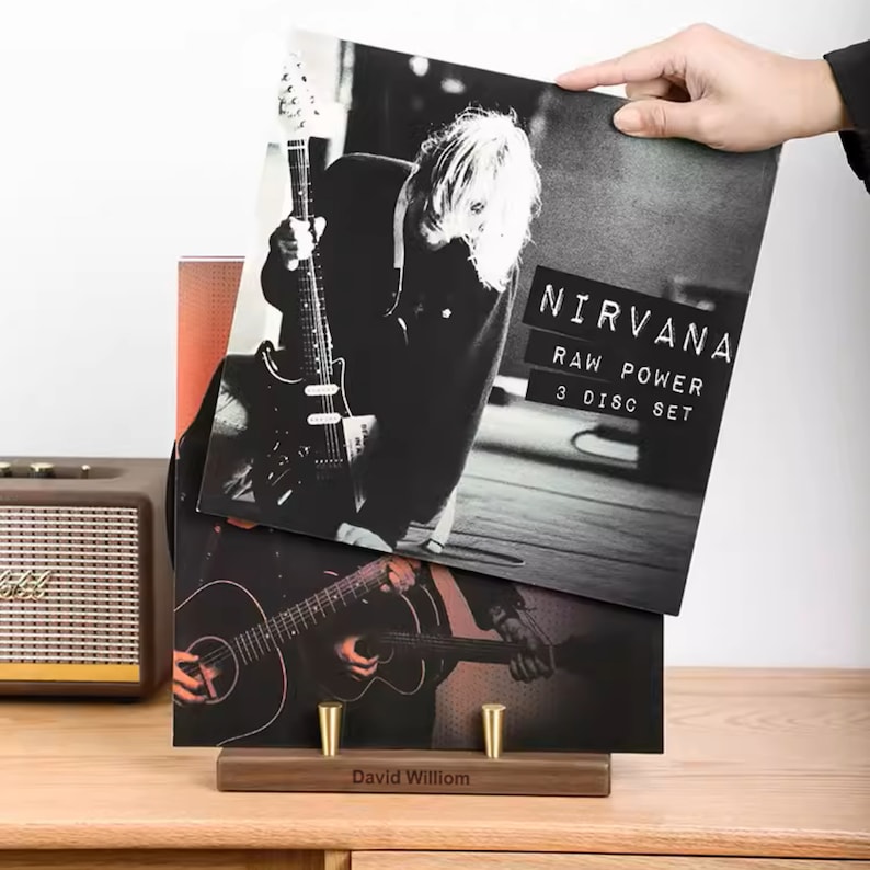 Customizable Vinyl Record Holder, Walnut Vinyl Album Holder for Display ...
