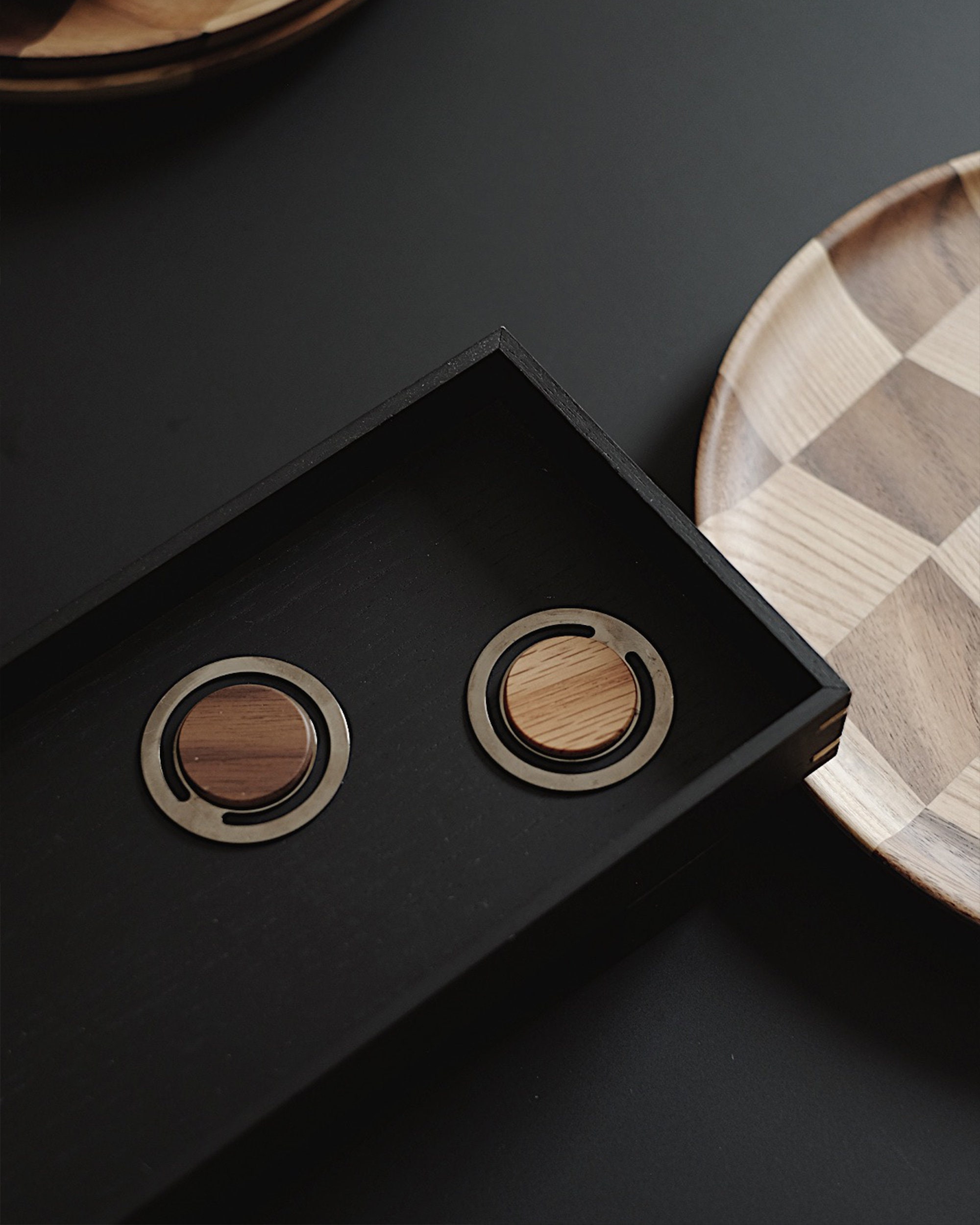 Personalized Bookmark Set of 2, Walnut & Steel Round Bookmark, Paper ...