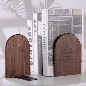 Personalized Wooden Bookends, Pair of Bookends for Shelves, Desk Book ...