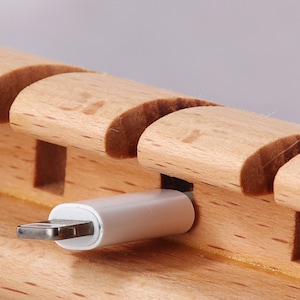 Premium Wooden Cable and Cord Organizer for Desk, Desk Cable Management ...