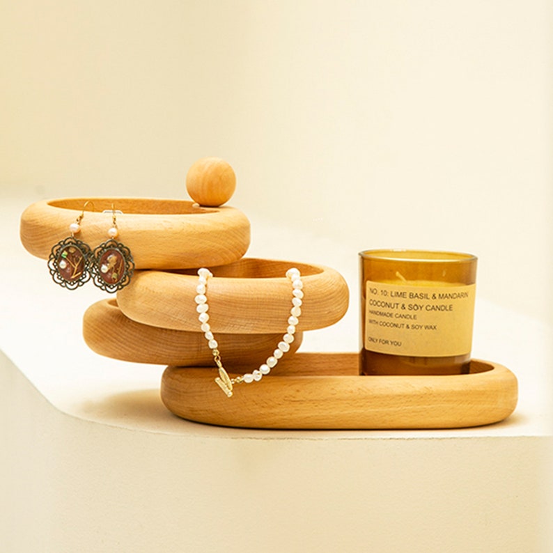 Wooden Rotating Jewelry Organizer Multilayer Trays for - Etsy
