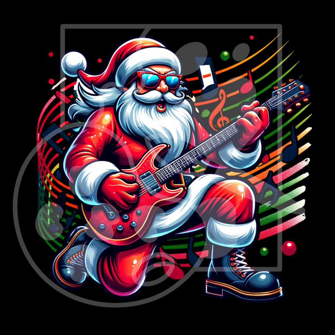 Santa Claus Rock and Roll Christmas Rockstar | Holiday Clipart Design ...
