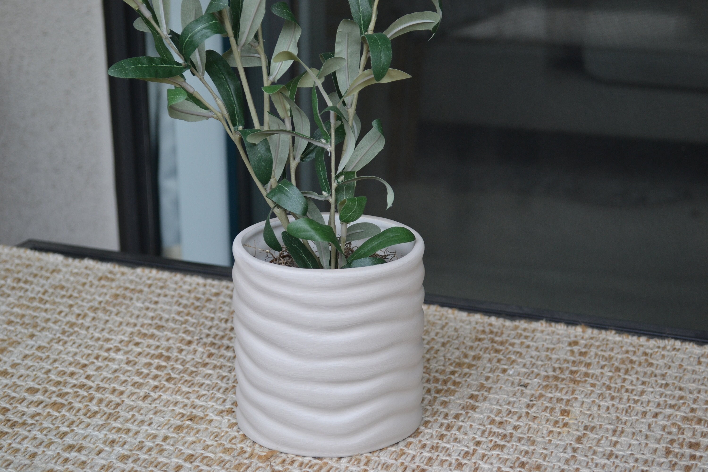 Ribbed Hand Painted Decorative Plant Vases Ribbed Vase Modern Vase ...