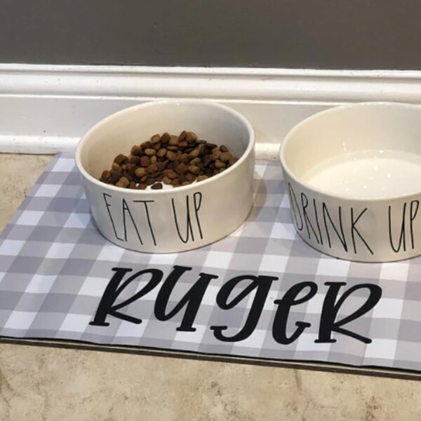 Dog Bowl Mat - Etsy