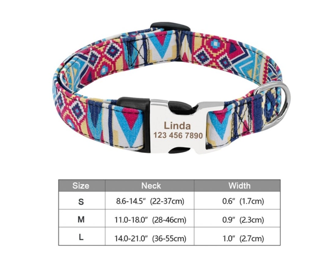 Personalized Dog Collar | Laser Engraved Metal Buckle, Custom Name ID ...