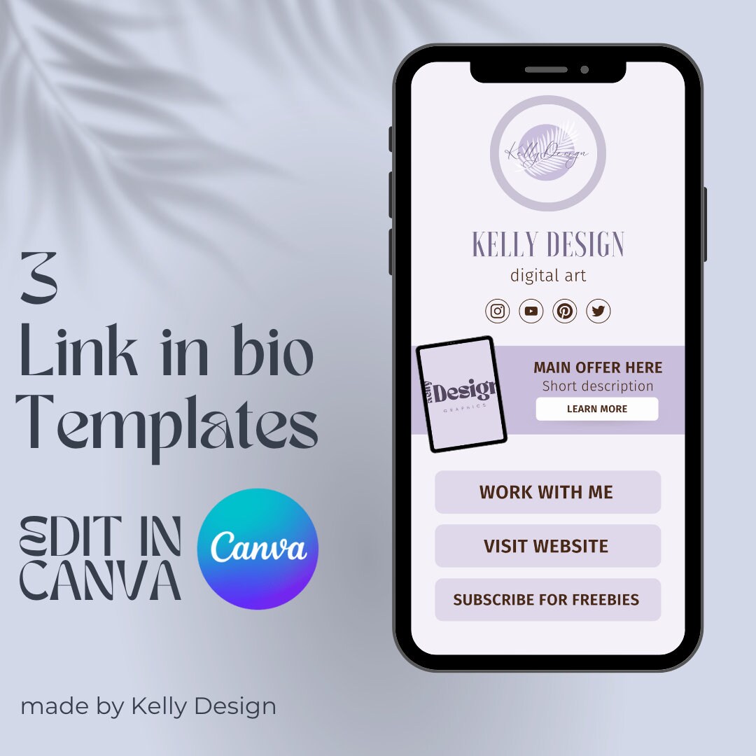 3 Link in Bio Templates - Edit in Canva! - Etsy