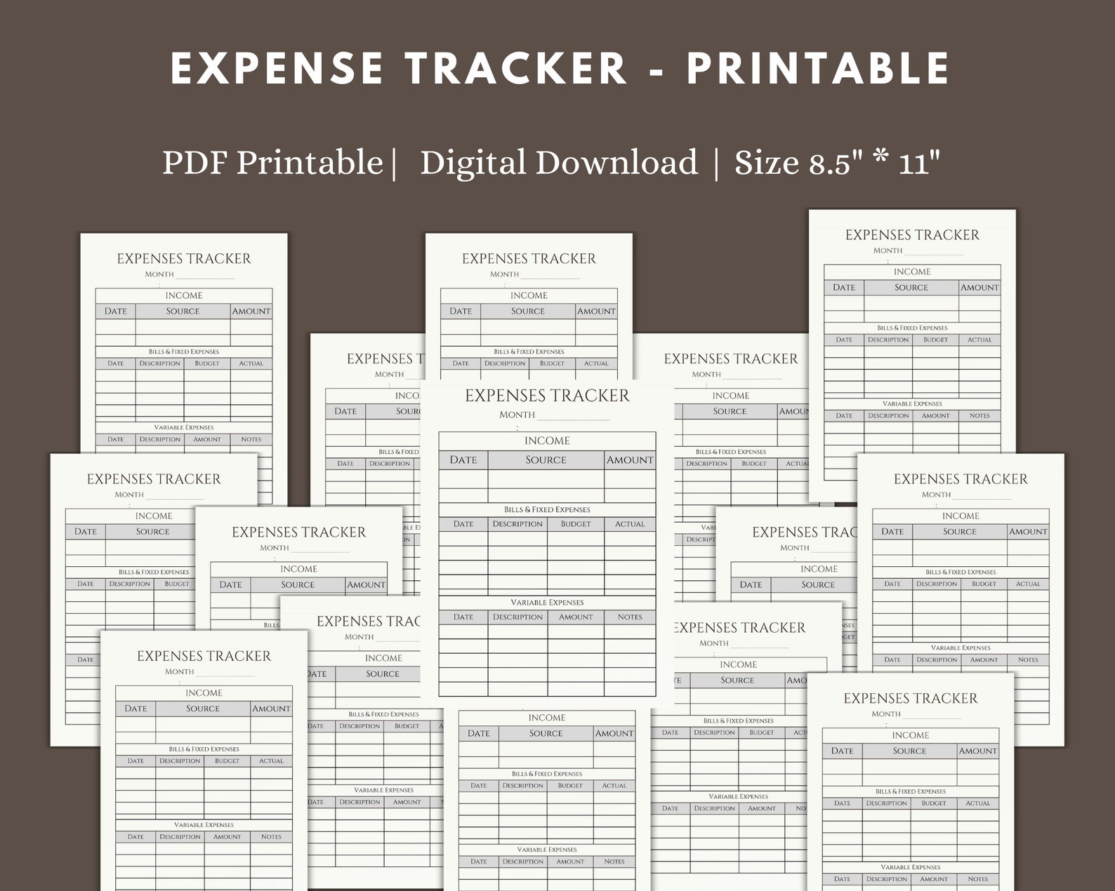Printable Monthly Expense Tracker PDF, Budget Planner, Instant Download ...