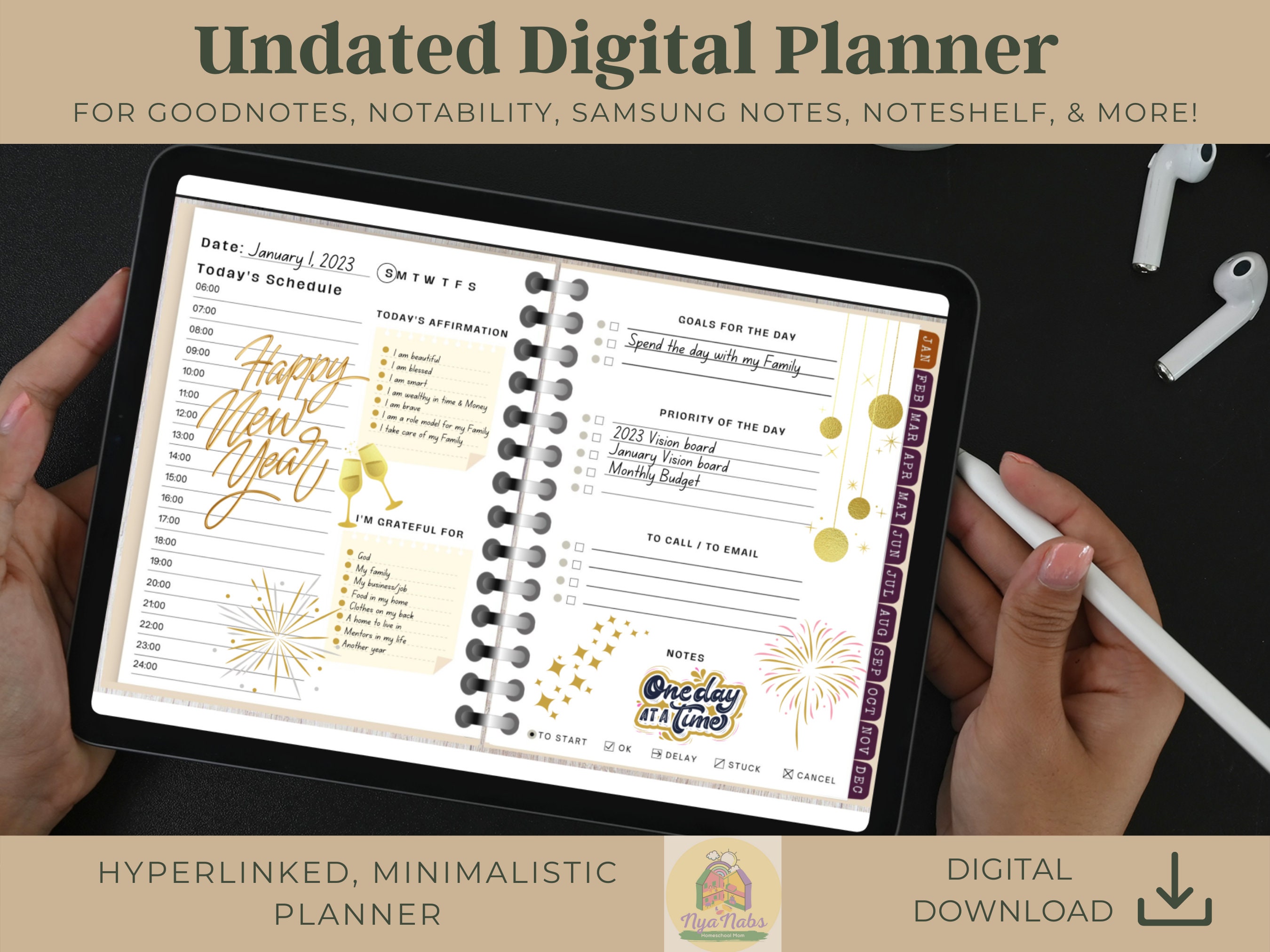 Digital Planner 2024 Planner Digital Goodnotes Digital Planner Undated ...