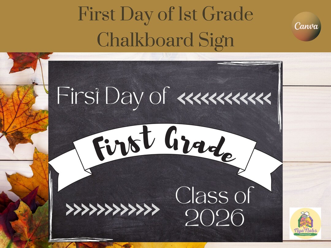 First Day of School Chalkboard Sign for First Grade Instant - Etsy